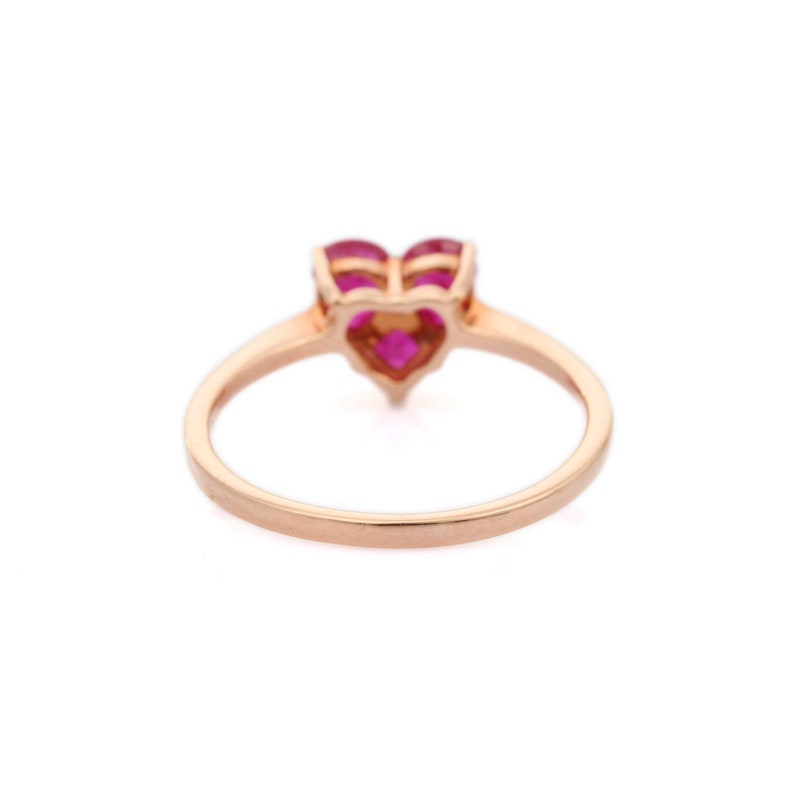 18K Solid Rose Gold Ruby Heart Ring Heart Ring Dainty Ruby - Etsy