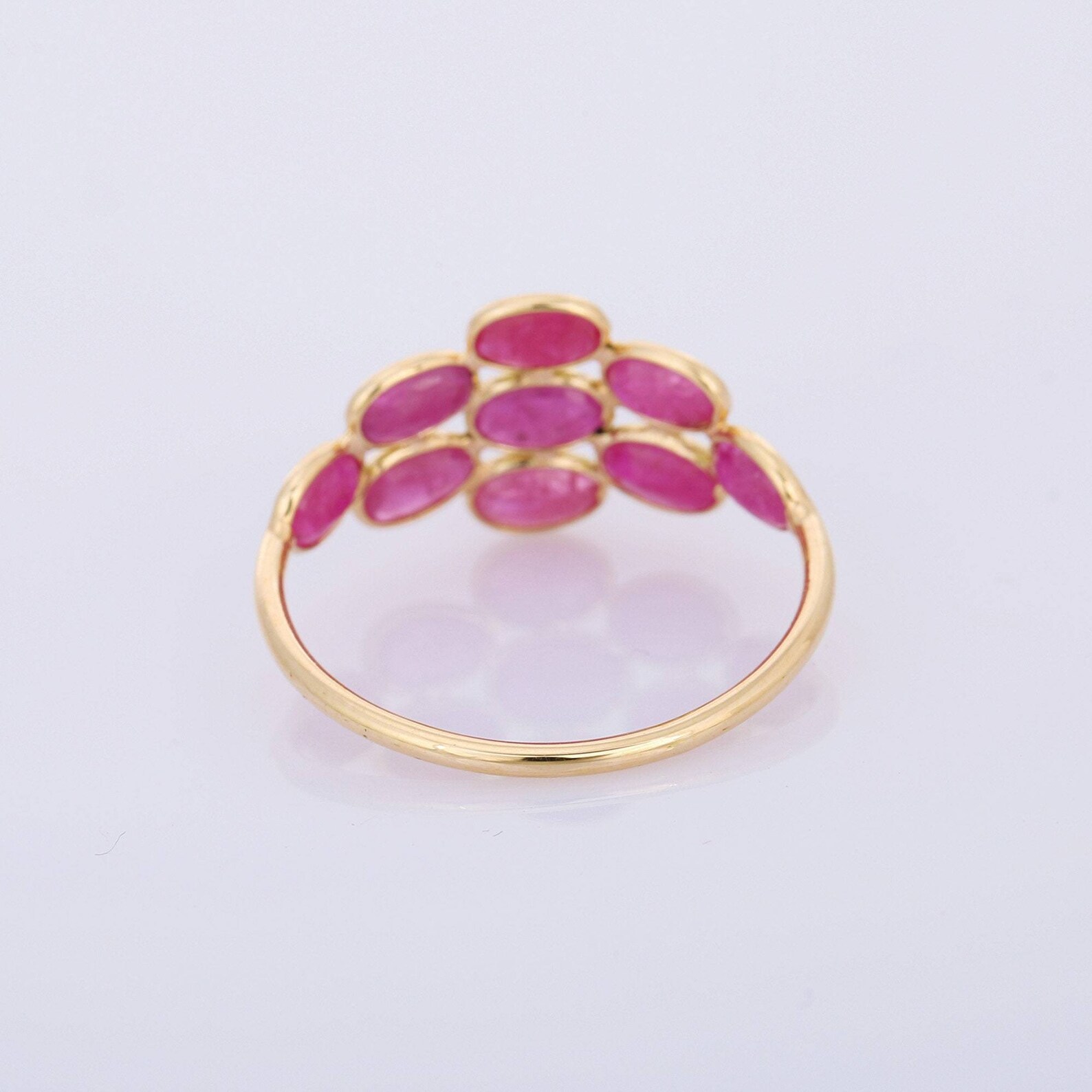 18K Yellow Gold Ruby Ring Natural Gemstone Ring Floral - Etsy