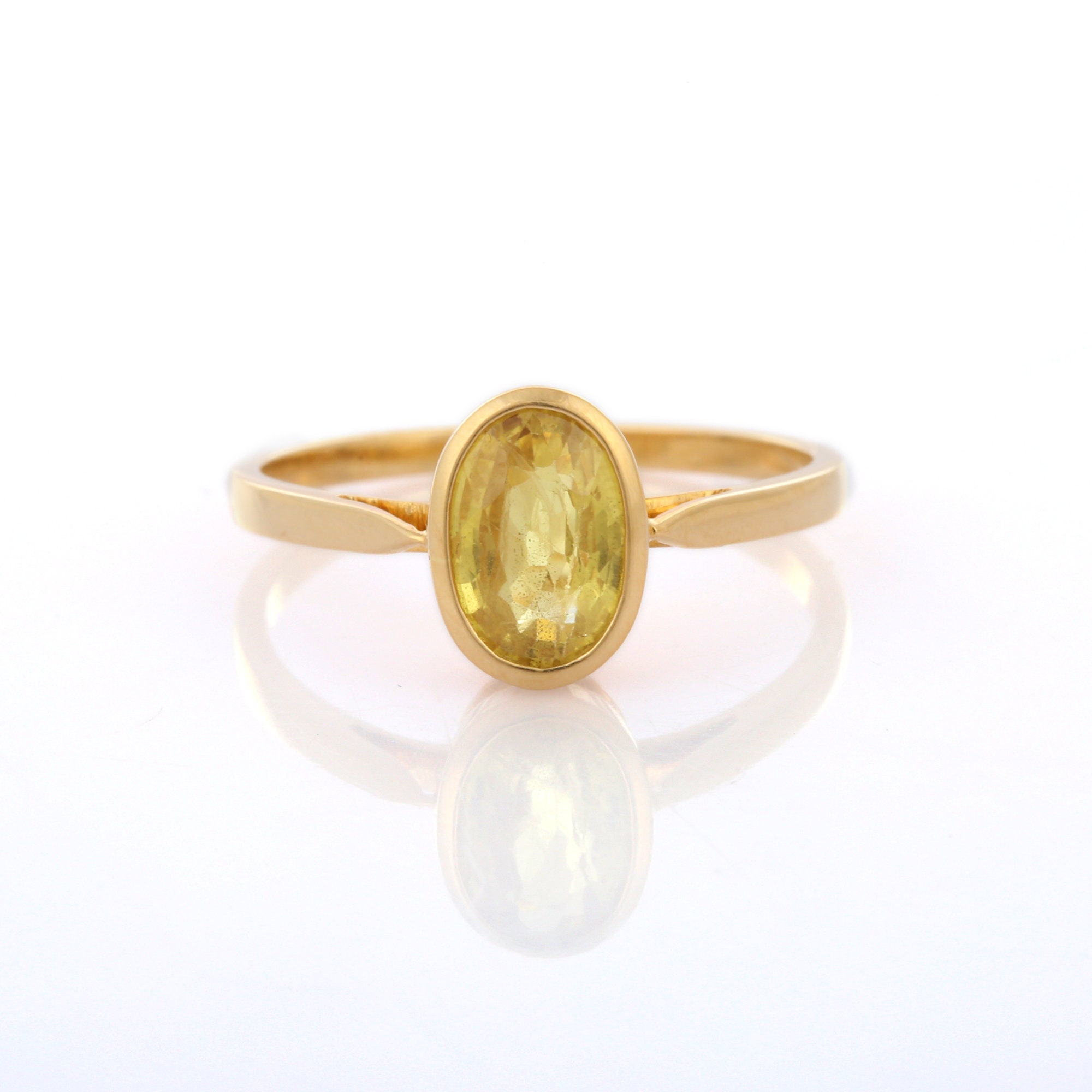 18K Solid Yellow Gold Gemstone Ring Natural Yellow Sapphire | Etsy