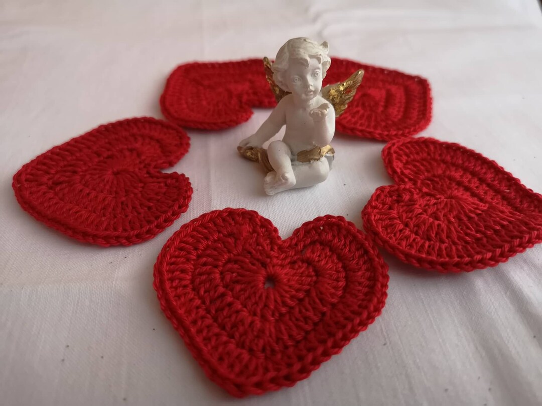 Crochet Hearts Applique Valentine's Day Gift Heart Decorations Little ...