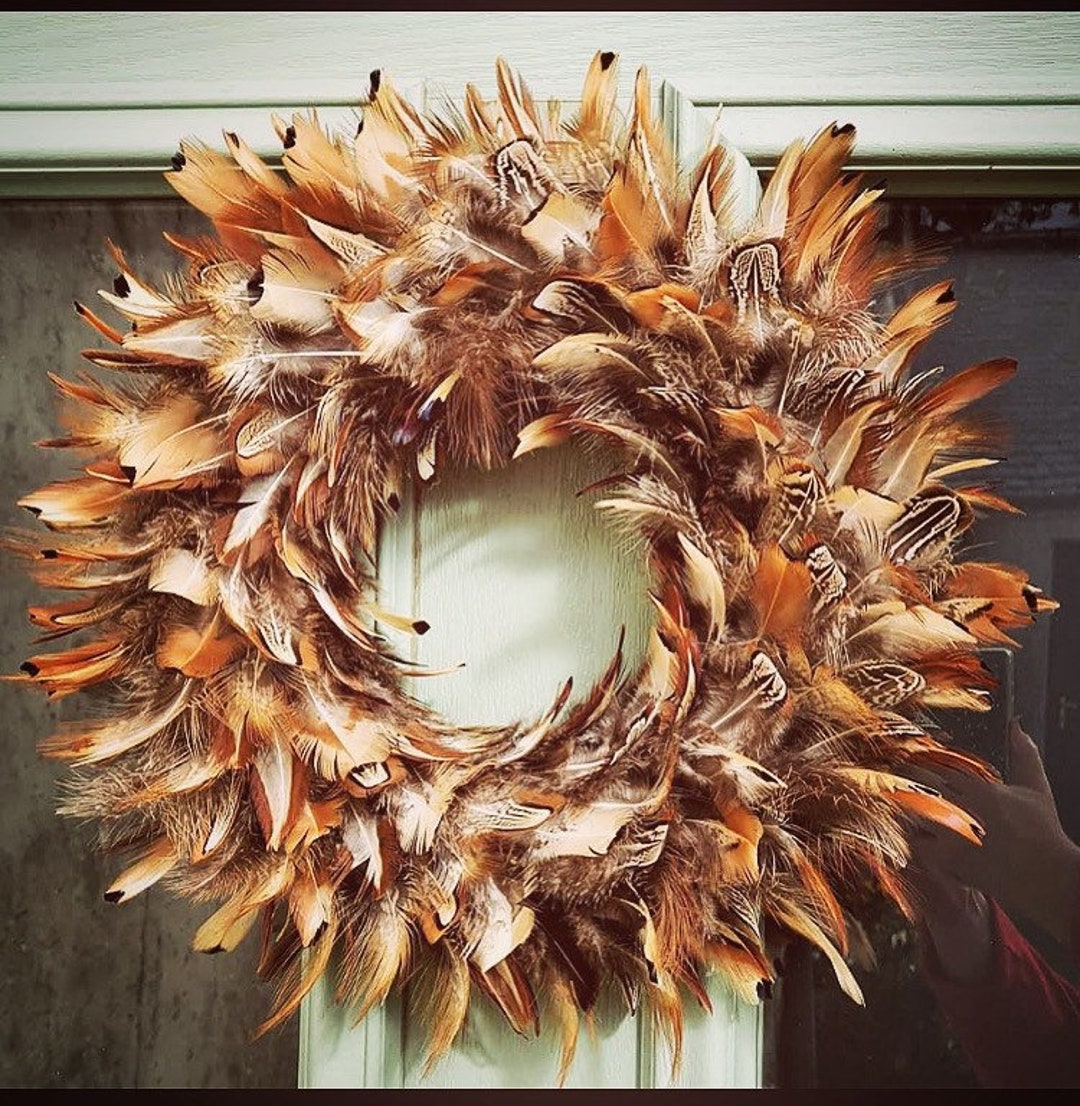 Large* Flared Pheasant Feather Wreath - Etsy