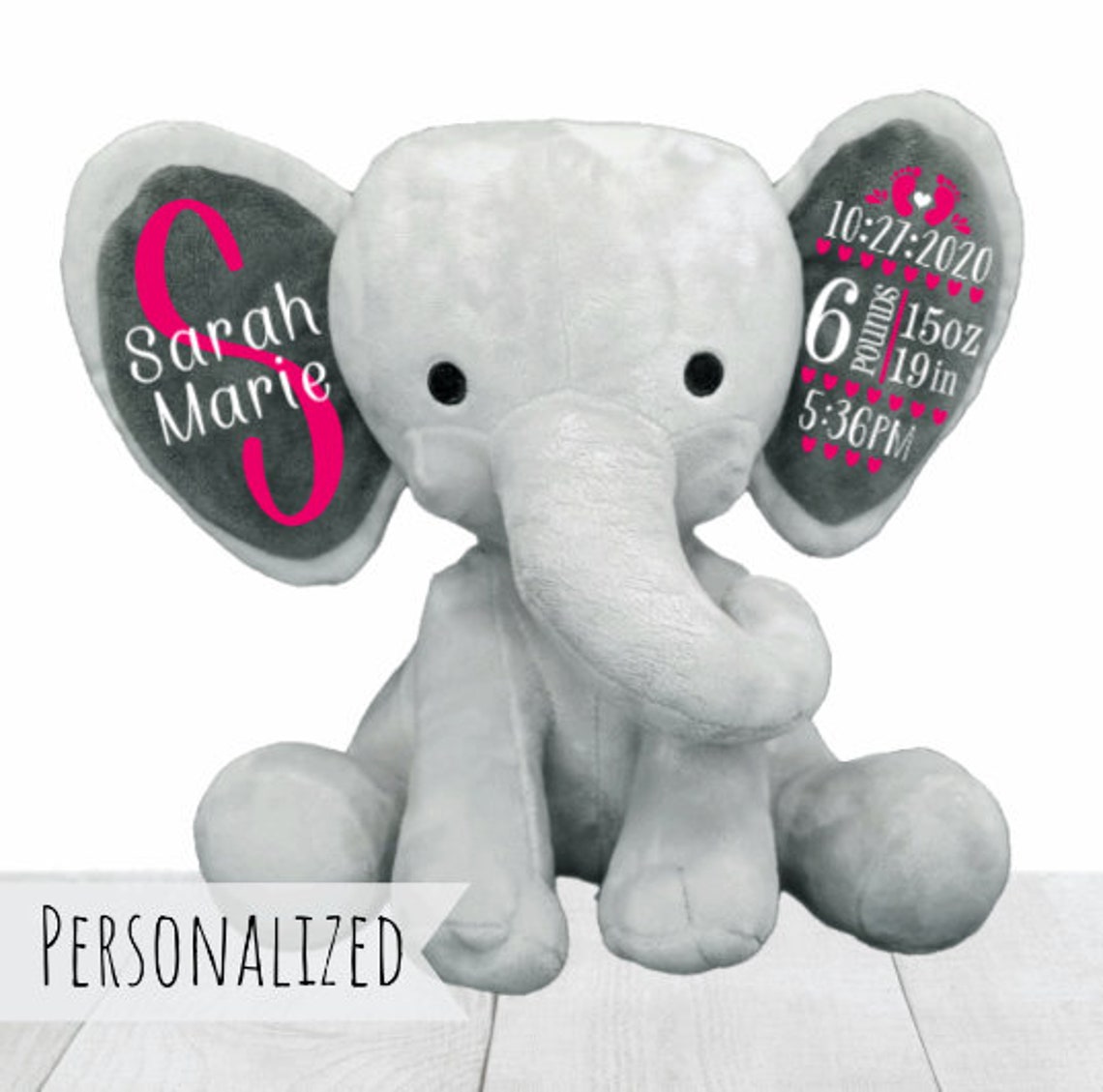 Personalized Elephant Stuffed Animal Baby Gift Custom | Etsy