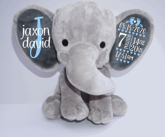 Personalized Elephant Stuffed Animal Baby Gift Custom | Etsy