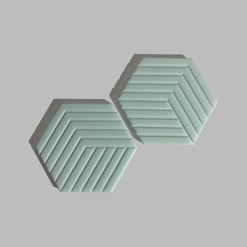 Hexagon Illusion Coasters Set Modern Geometric Coasters | Etsy