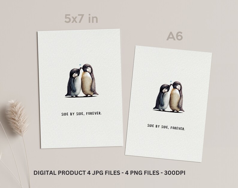 Penguin Love Card - 8 Files - Digital Download - Penguin Print - Card ...