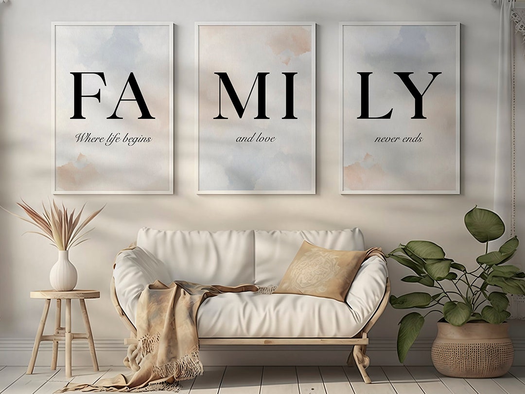 Family Sign Set of 3 Prints, Family Quotes, Home Decor Signs, Living ...
