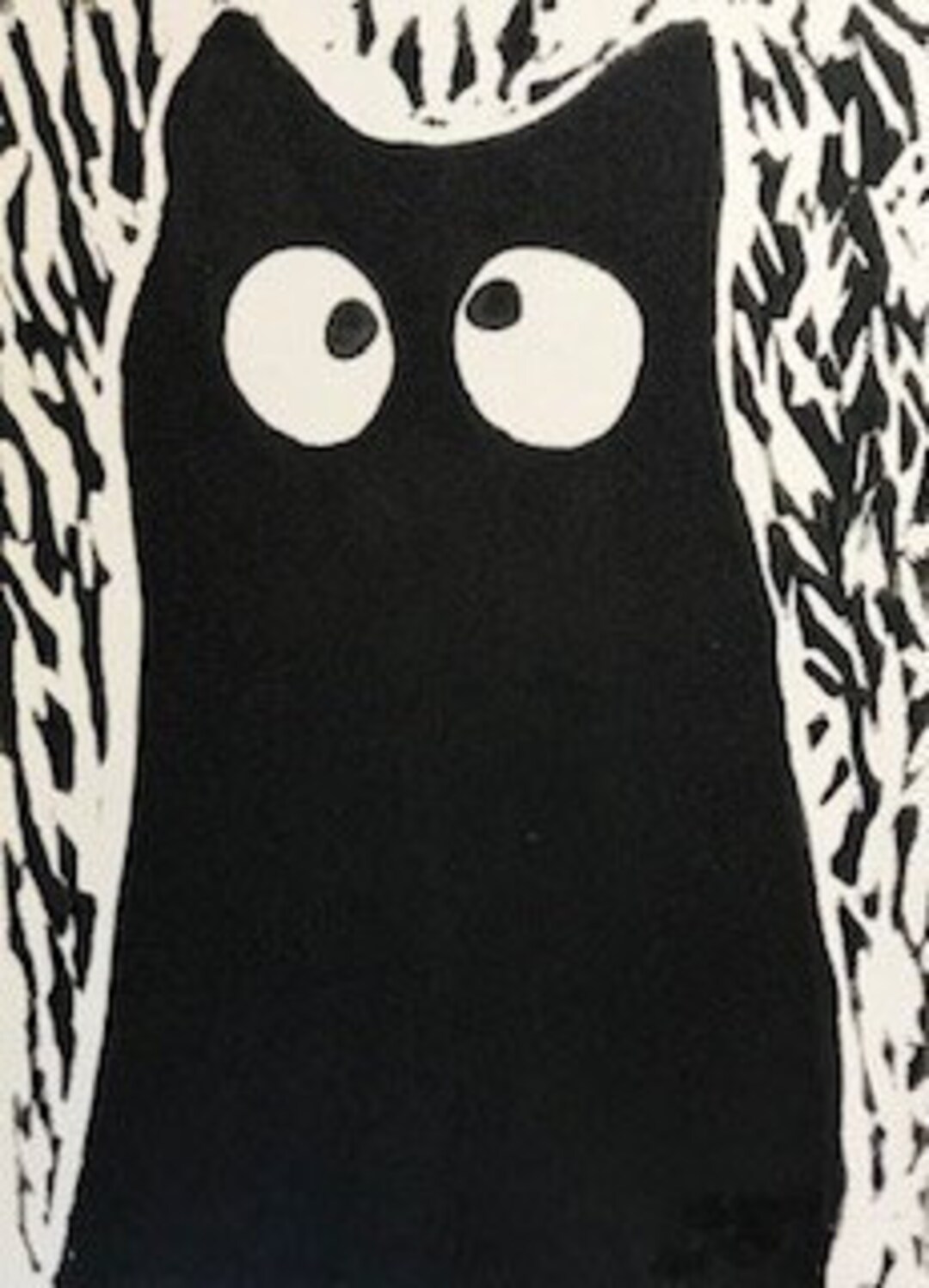 Little Black Cat Linocut Printmaking Animal Art Cat Print Art Cute Wall ...