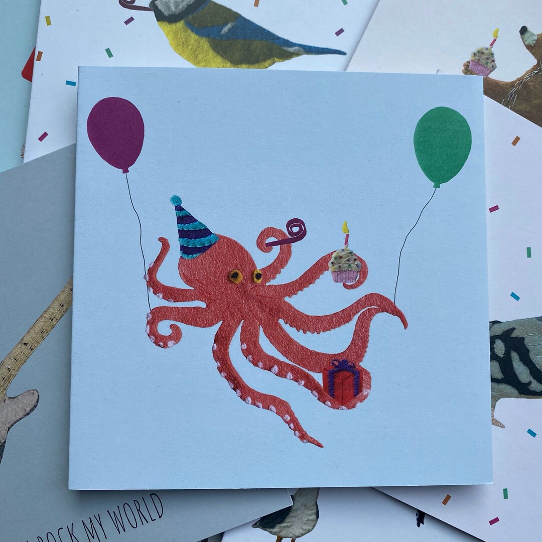 Octopus Birthday Card 100% Recycled Card and Envelope - Etsy