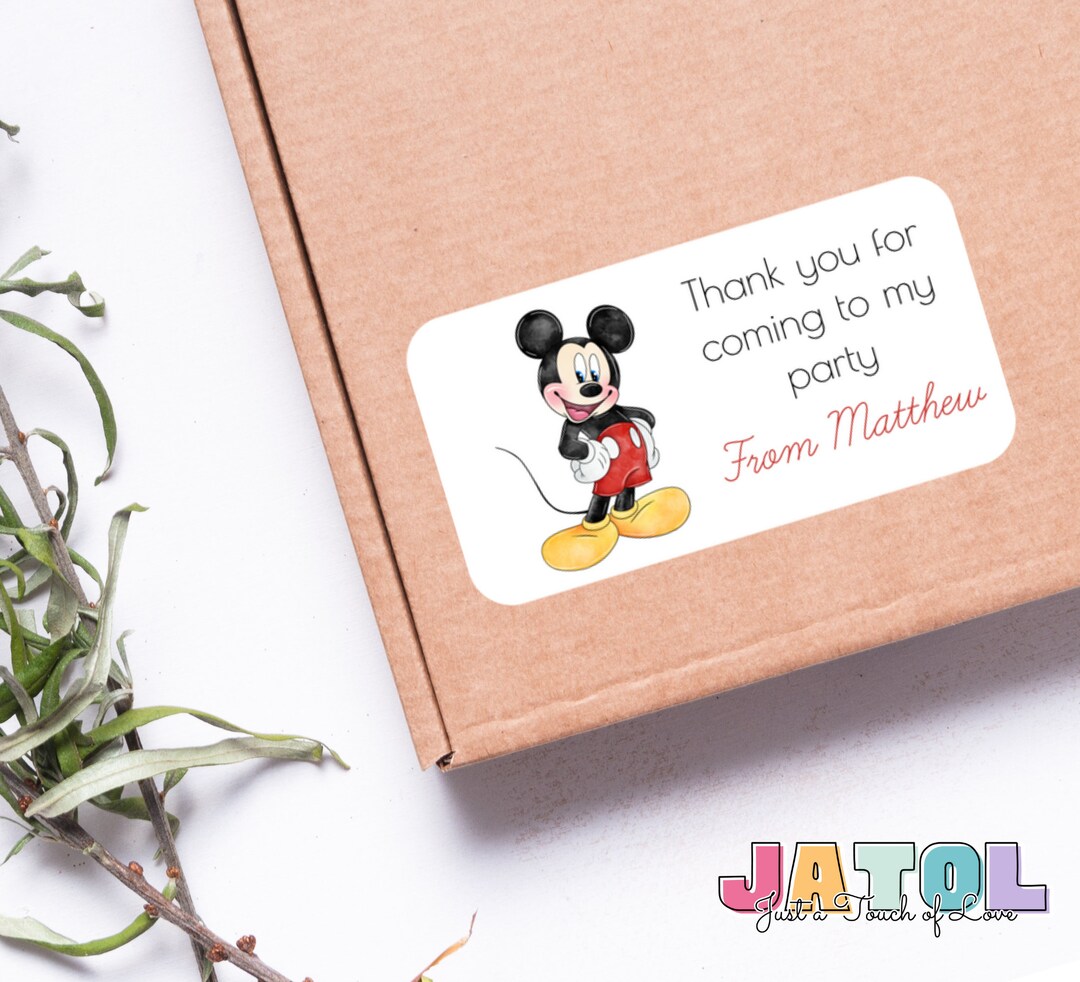 Personalised Mickey Mouse Party Labels Any Name, Any Message, Gift ...