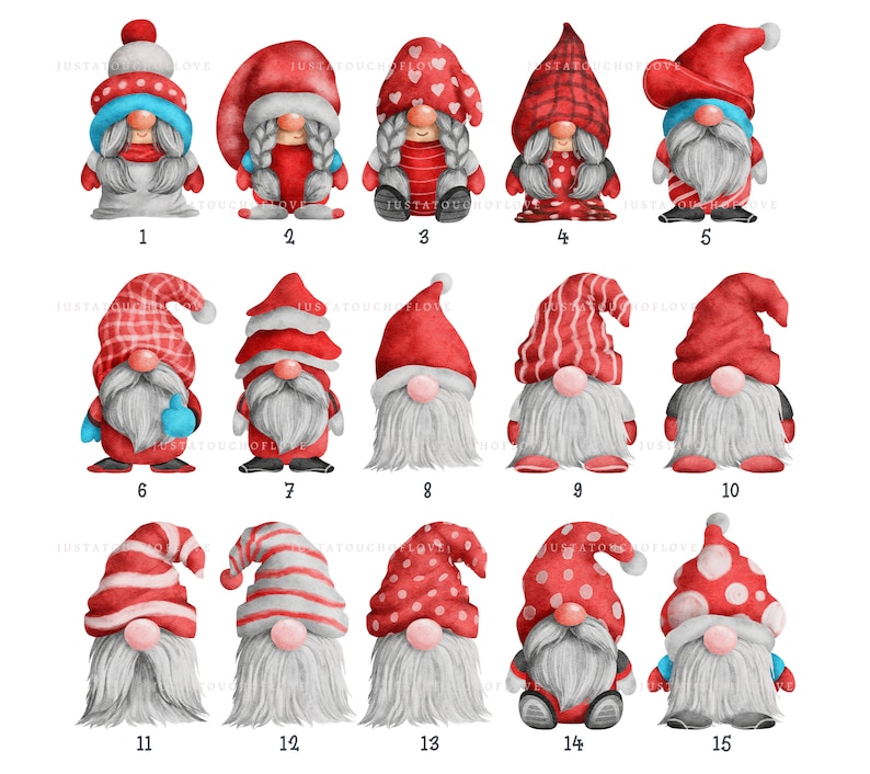 A4 Personalised Christmas Gnome Gonk Family Red Watercolour up - Etsy ...
