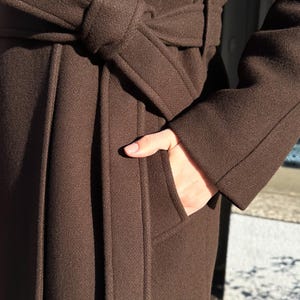 Chocolate Brown Cashmere Wool Coat, Long 100% Wool Coat, Wrap Overcoat ...