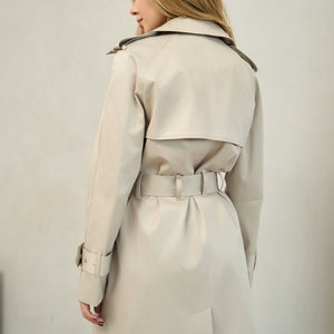 Pearl White Cotton Trench Coat, Ivory Ecru White Trench Coat, Oversized ...