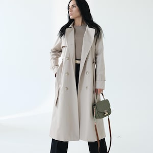 Pearl White Cotton Trench Coat, Ivory Ecru White Trench Coat, Oversized ...