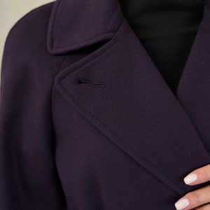 Long Purple Wrap Wool Coat, Lined Warm Winter Overcoat, Dark Eggplant ...