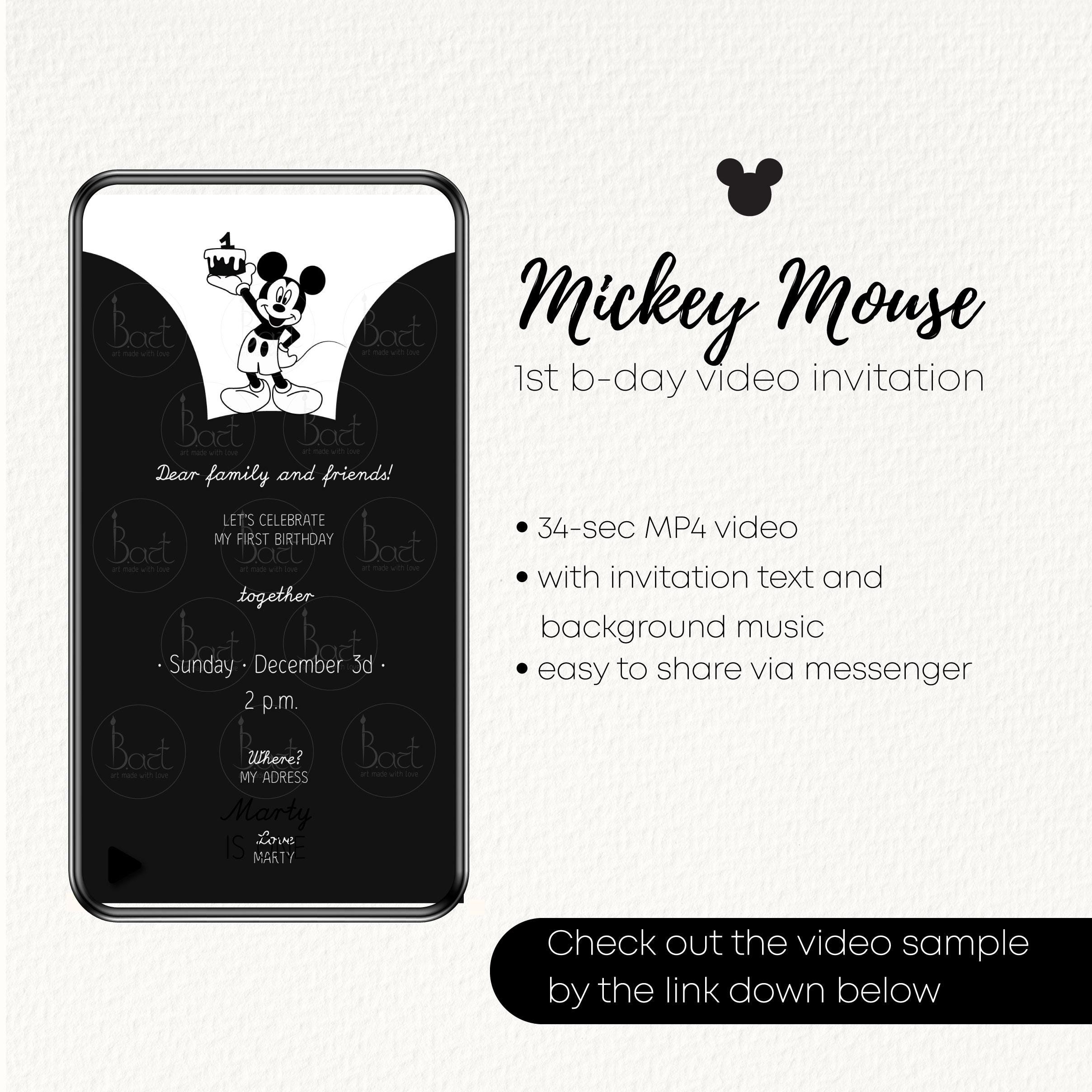 Mickey Mouse Invitation | Digital Invitation | Mickey Video Invitation ...