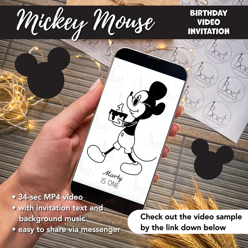 Mickey Mouse Invitation | Digital Invitation | Mickey Video Invitation ...
