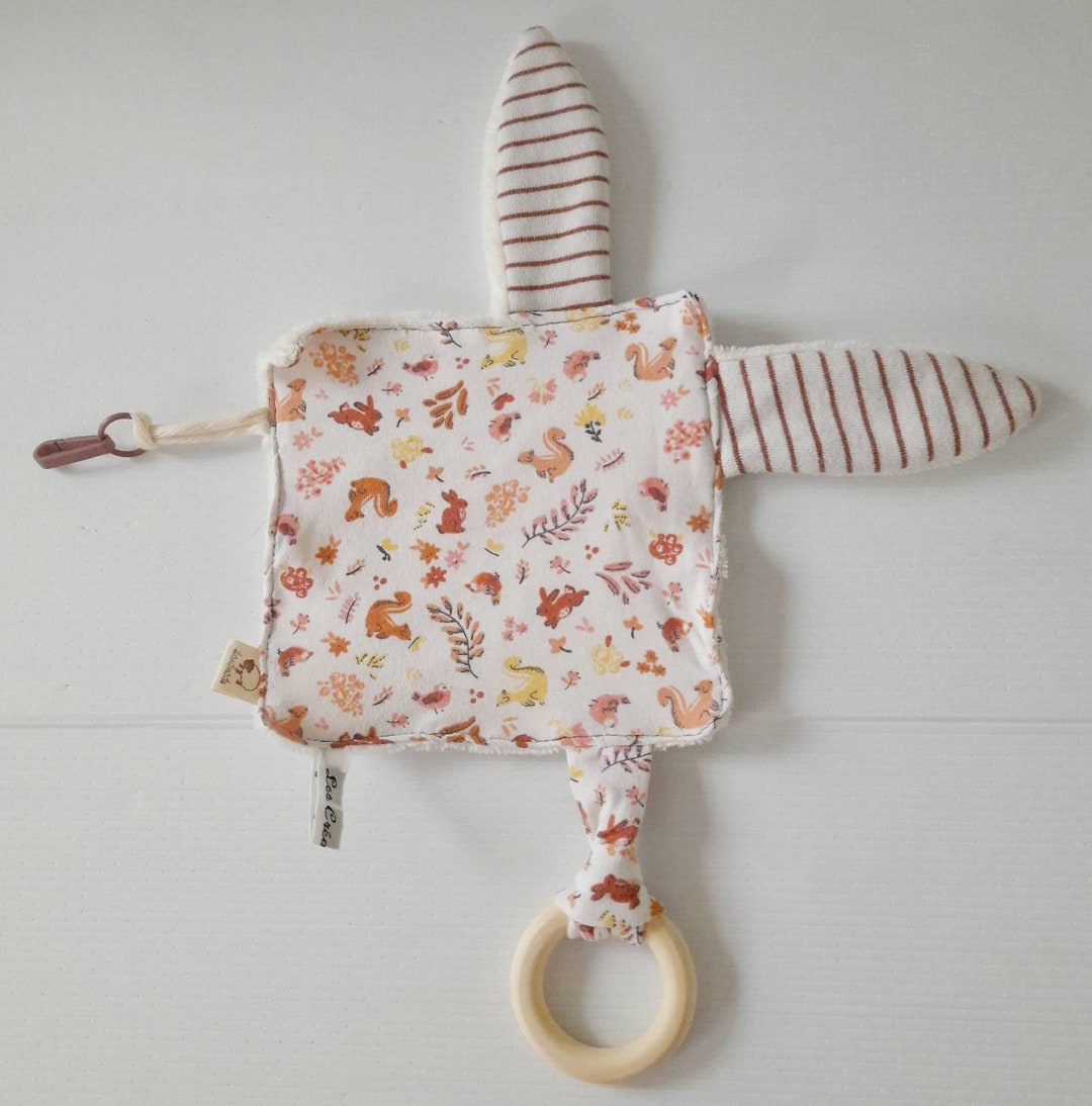 Flat Rabbit Soft Toy With Teething Ring and Pacifier Clip - Etsy
