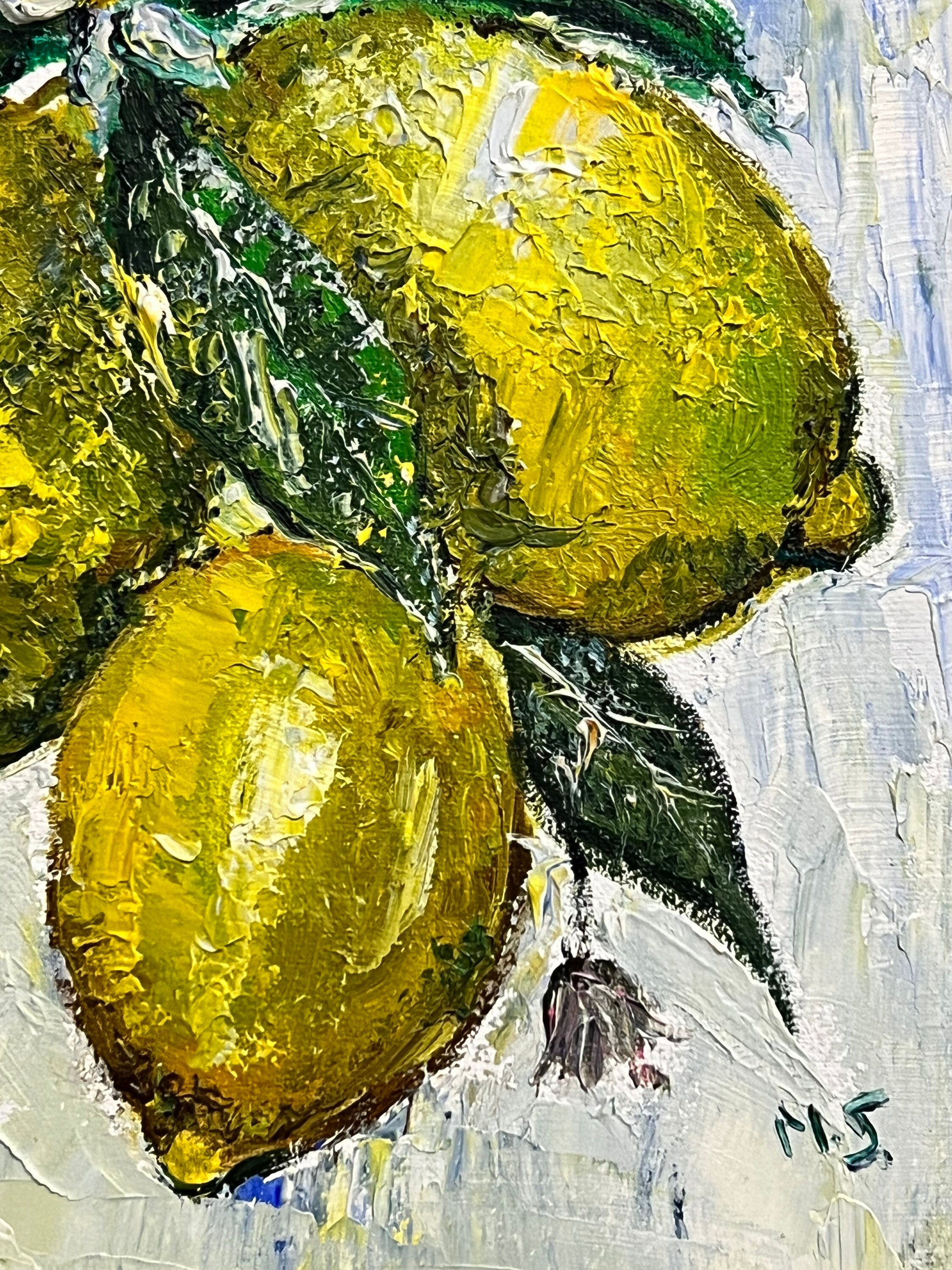 Arte de limones. Pintura al óleo original sobre lienzo 88 cm - Etsy España