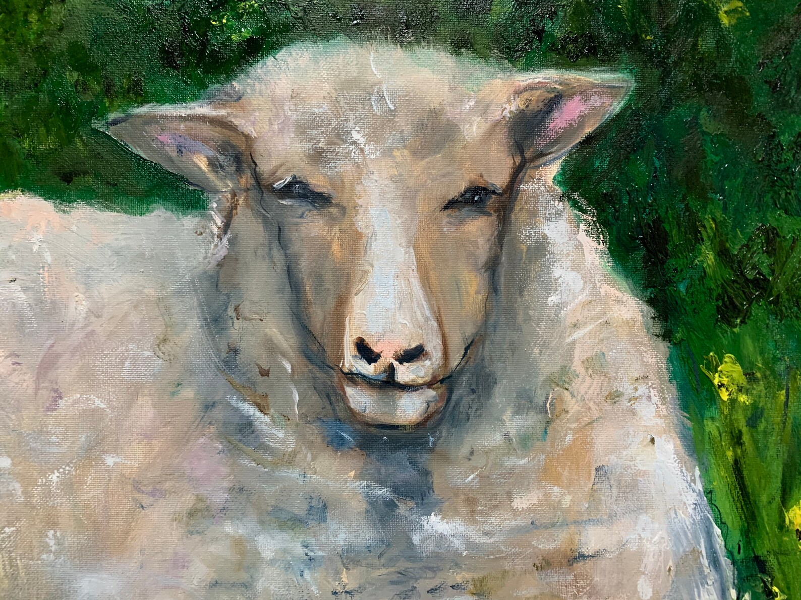 Sheep in the field flowers meadow. original oil painting on | Etsy