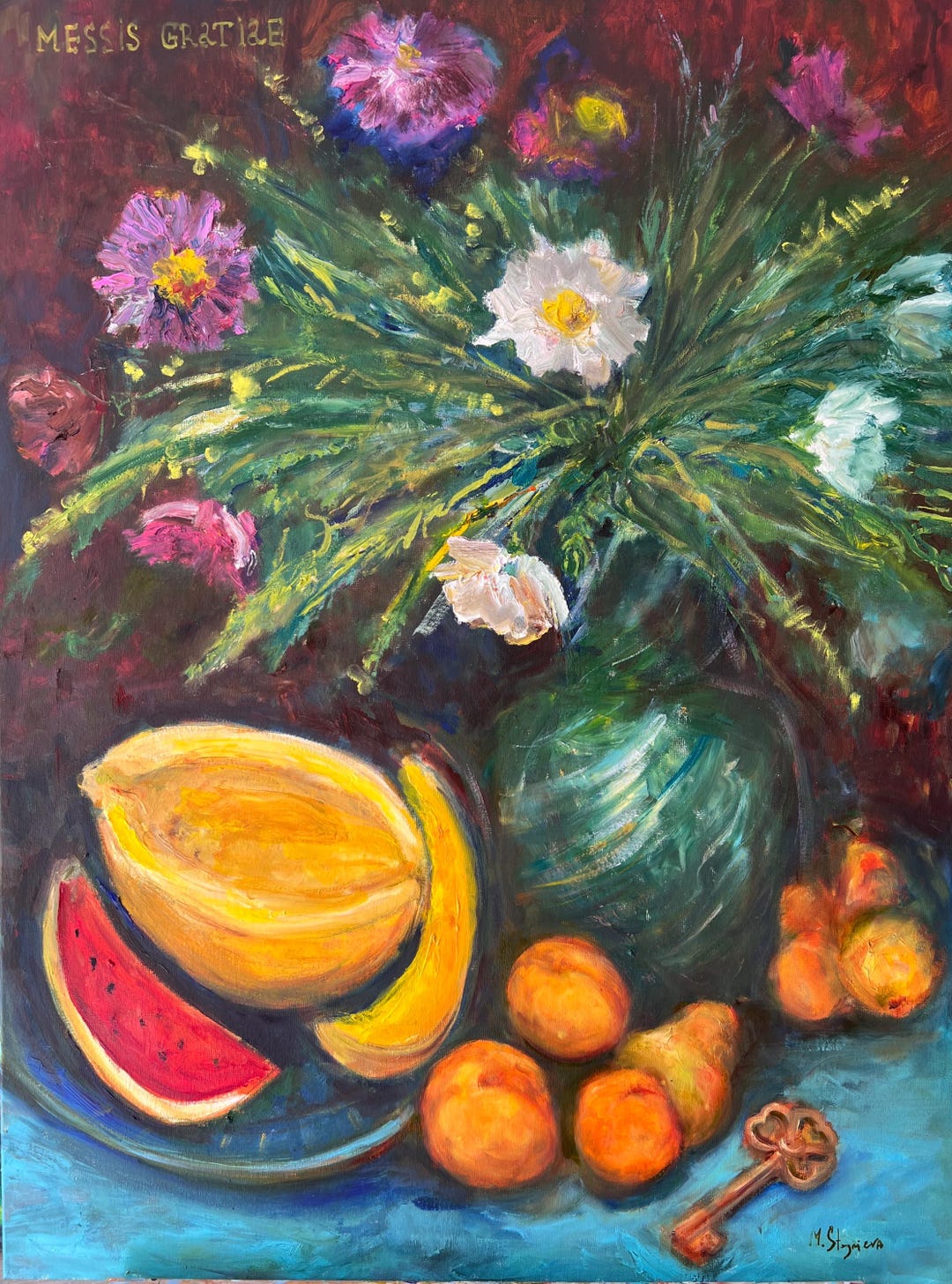 Original Oil Painting "harvest of Gratitude" – Symbolic Still Life ...