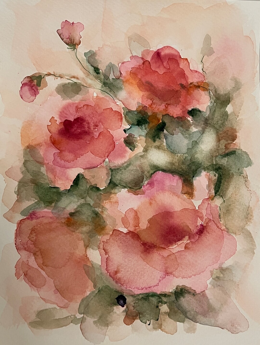 Sweet Rose - Original Painting, Watercolor, Flowers, Botanical ...