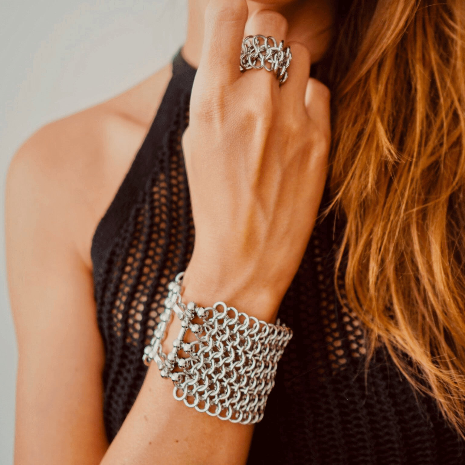 Curb Chain Jewelry Set | Wide Chain Cuff | Curb Chain Ring | Extra Wide ...