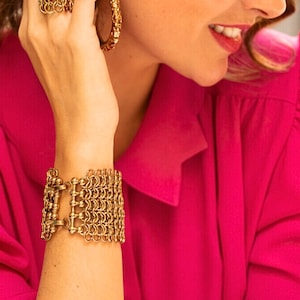 Bold Cuff Bracelet | Extra Wide Bangle | Wide Chain Cuff | Statement ...