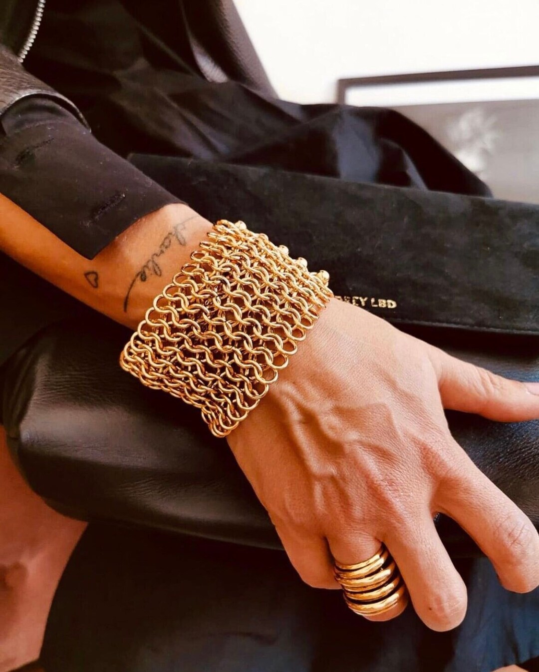 Extra Wide Bangle wide Chain Cuff Statement Bracelet Urban Cuff ...