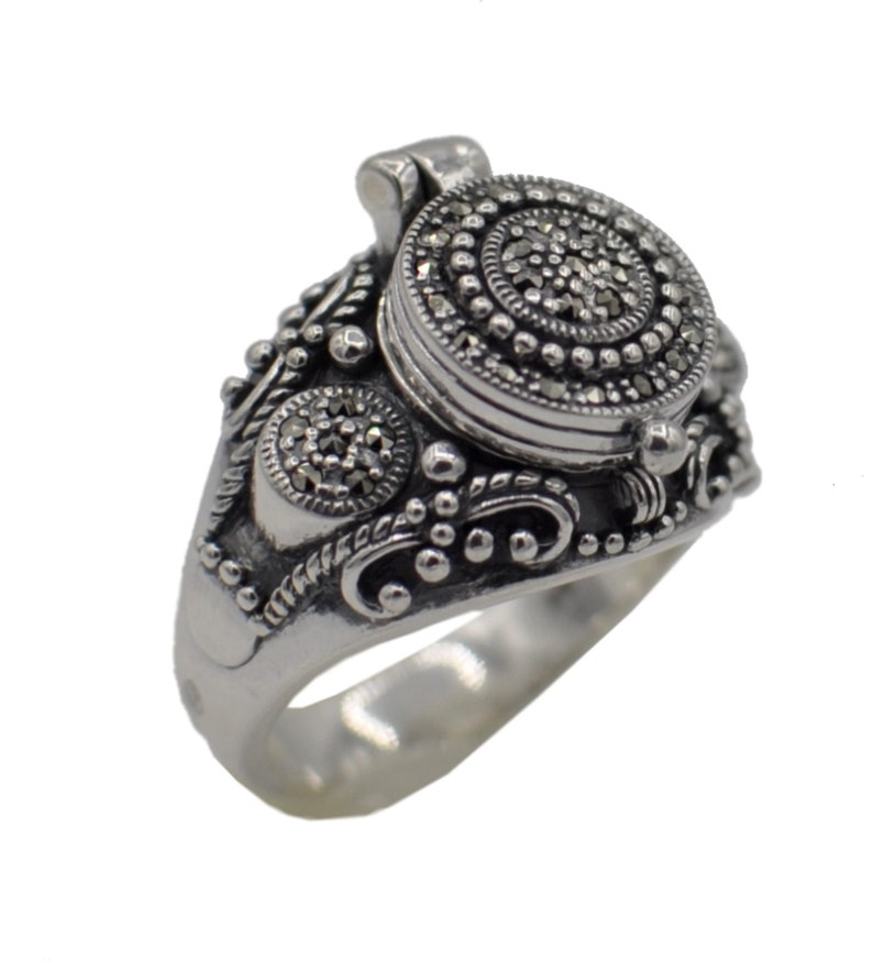 VINTAGE POISON RING Sterling Silver Poison Ring, Secret Ring, Locket ...