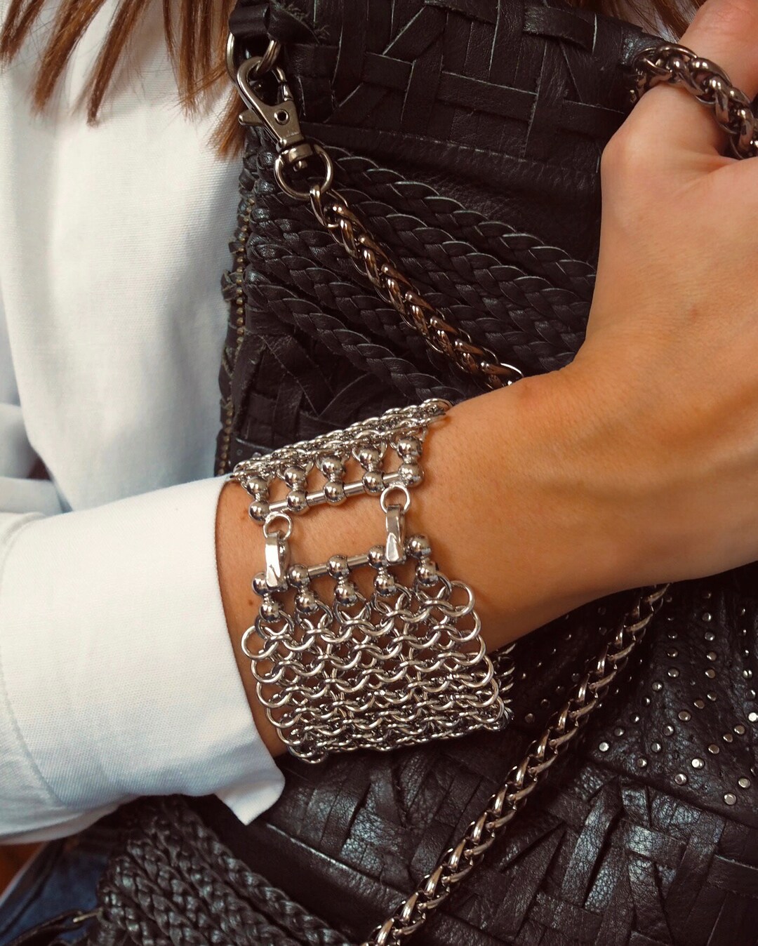 Bold Cuff Bracelet Extra Wide Bangle Wide Chain Cuff Statement Bracelet ...