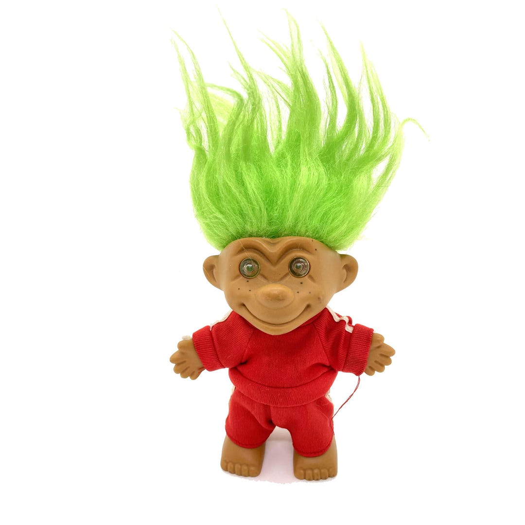 1970s Troll Neon Green Hair With Red Gym Sports Suit - Etsy