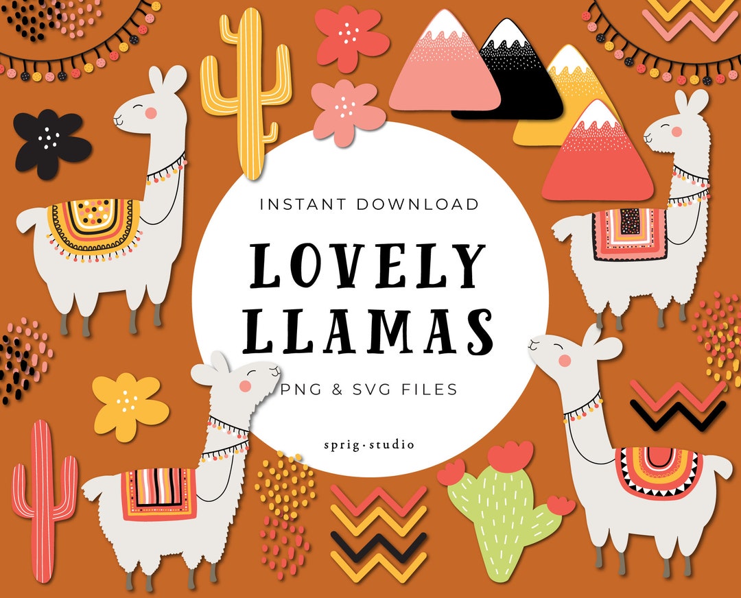 Llama Clipart, Alpacas, Cute Llamas, Llama Party, Alpaca Party, Alpaca ...