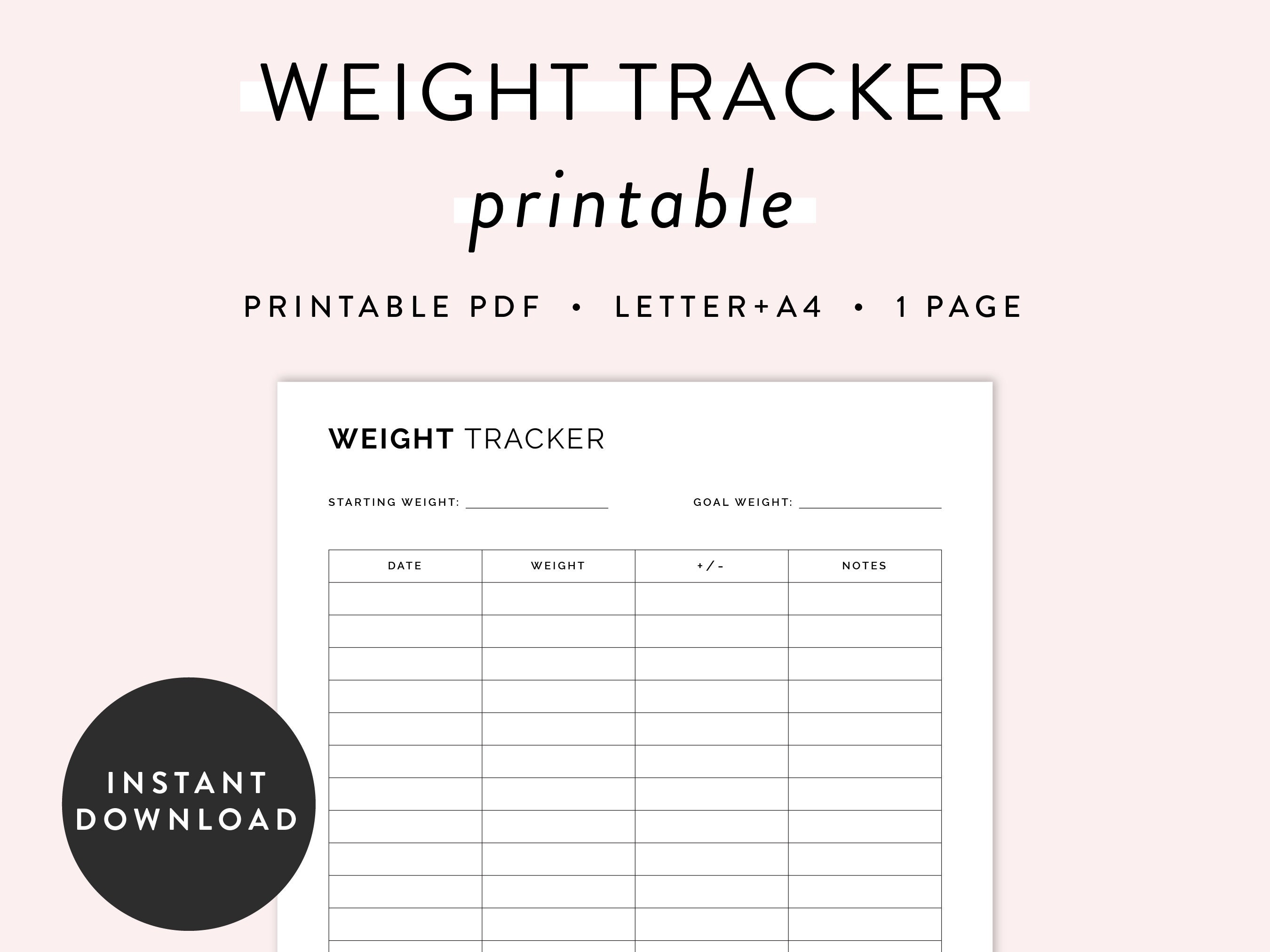 Weight Tracker Planner Printable, Fitness Planner, Health Planner ...