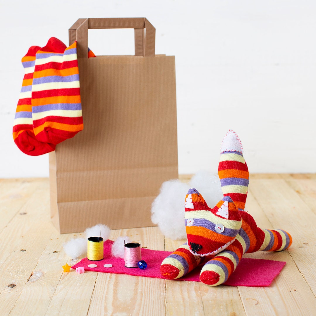 Sock Fox Craft Kit: DIY Sewing Project for Kids & Adults - Etsy