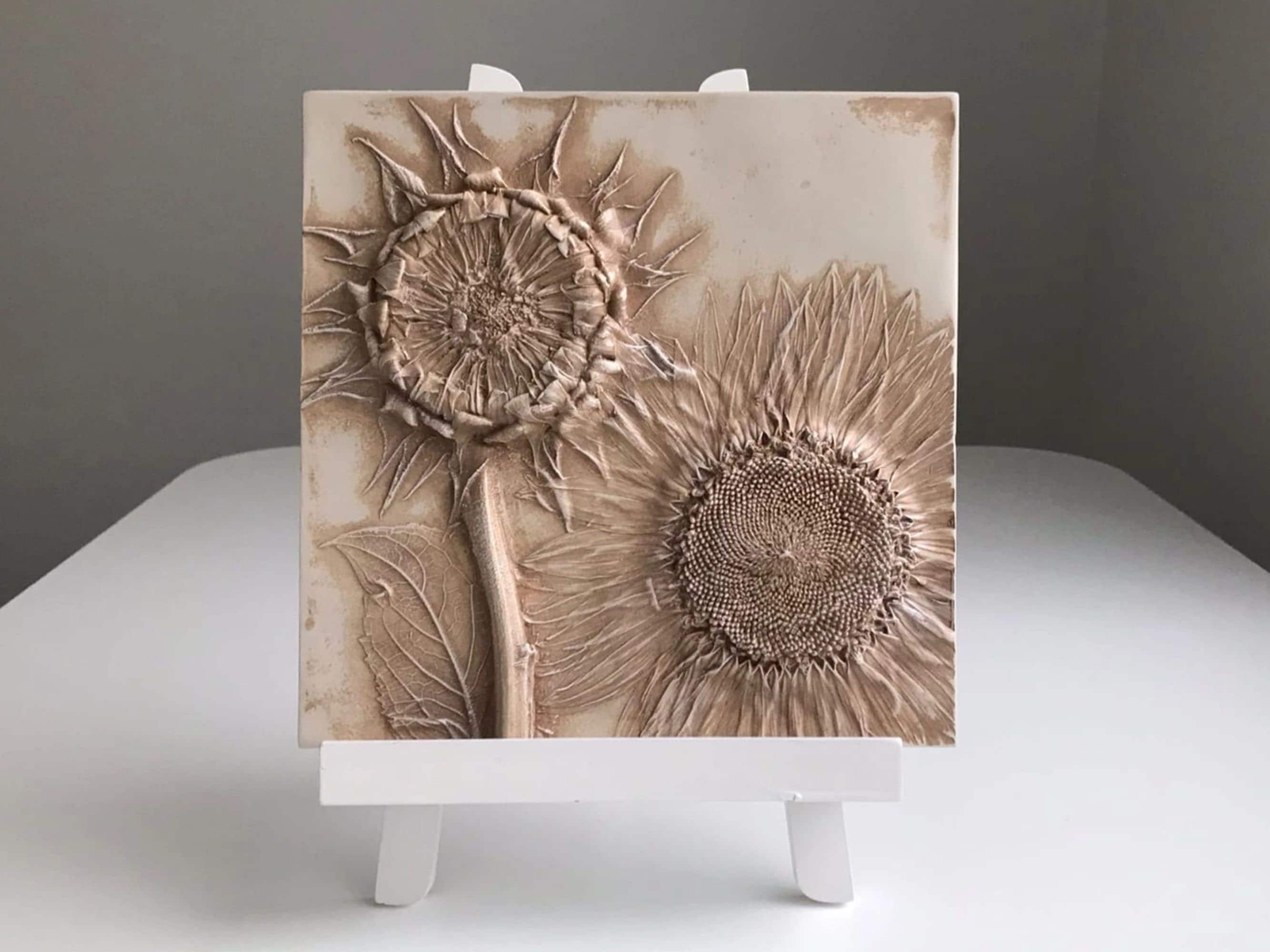 Scandinavian Sunflowers Botanical Bas-relief by Klever Art/ Exclusive ...