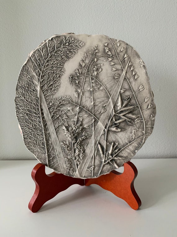 Art & Collectibles Botanical plaster art Plaster cast tile Plant relief ...