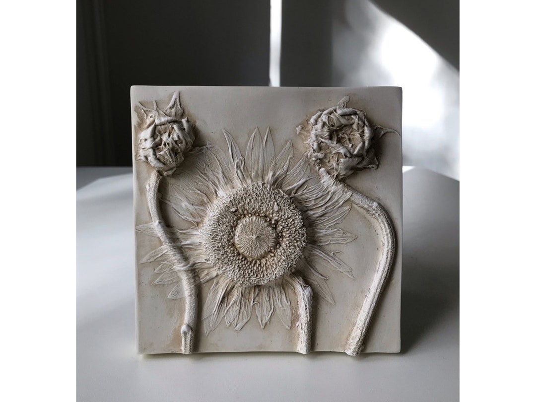 Trio of Sunflowers: Unique Botanical Bas-relief by Klever Art Artistic ...