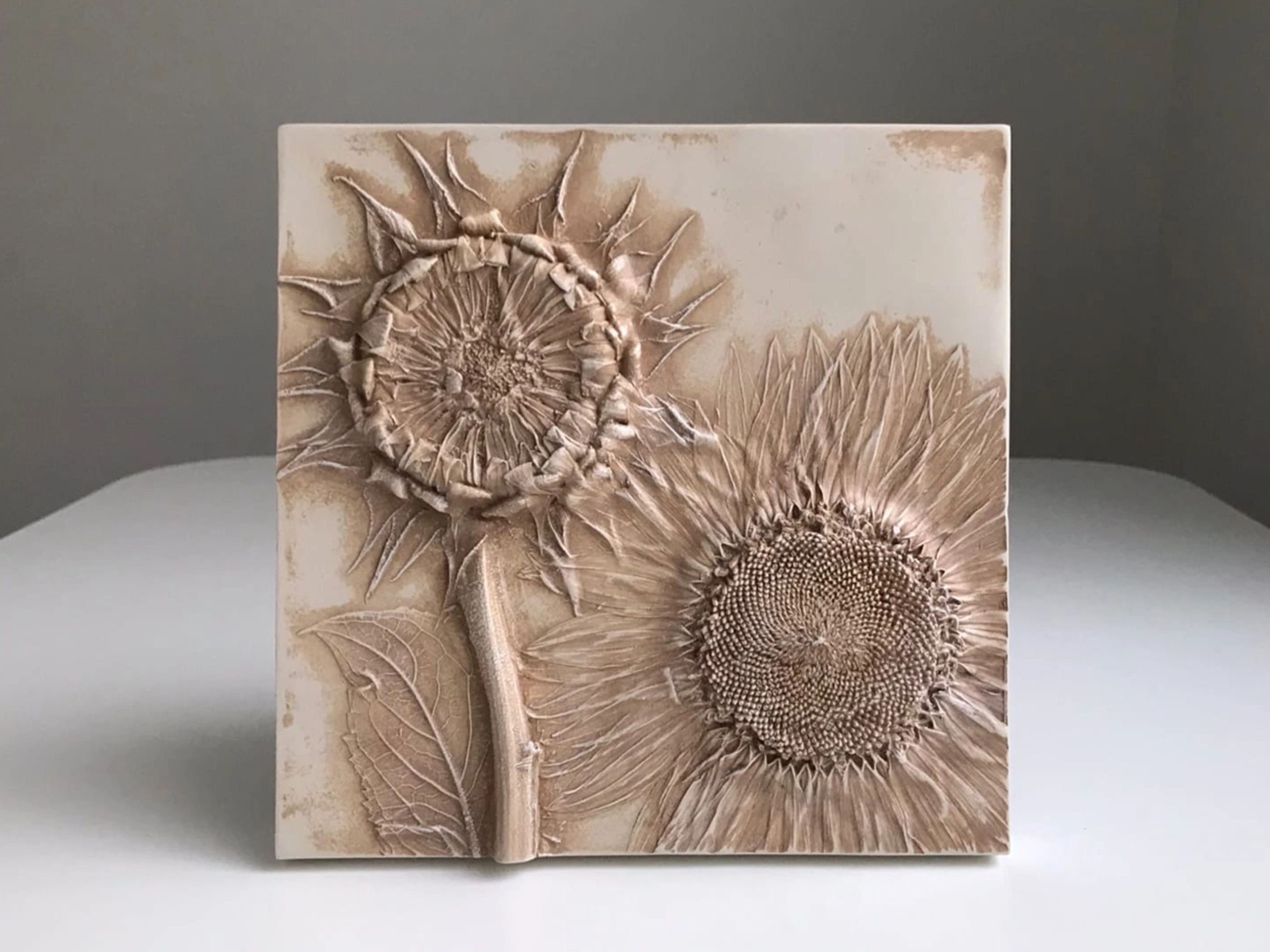 Scandinavian Sunflowers Botanical Bas-relief by Klever Art/ Exclusive ...