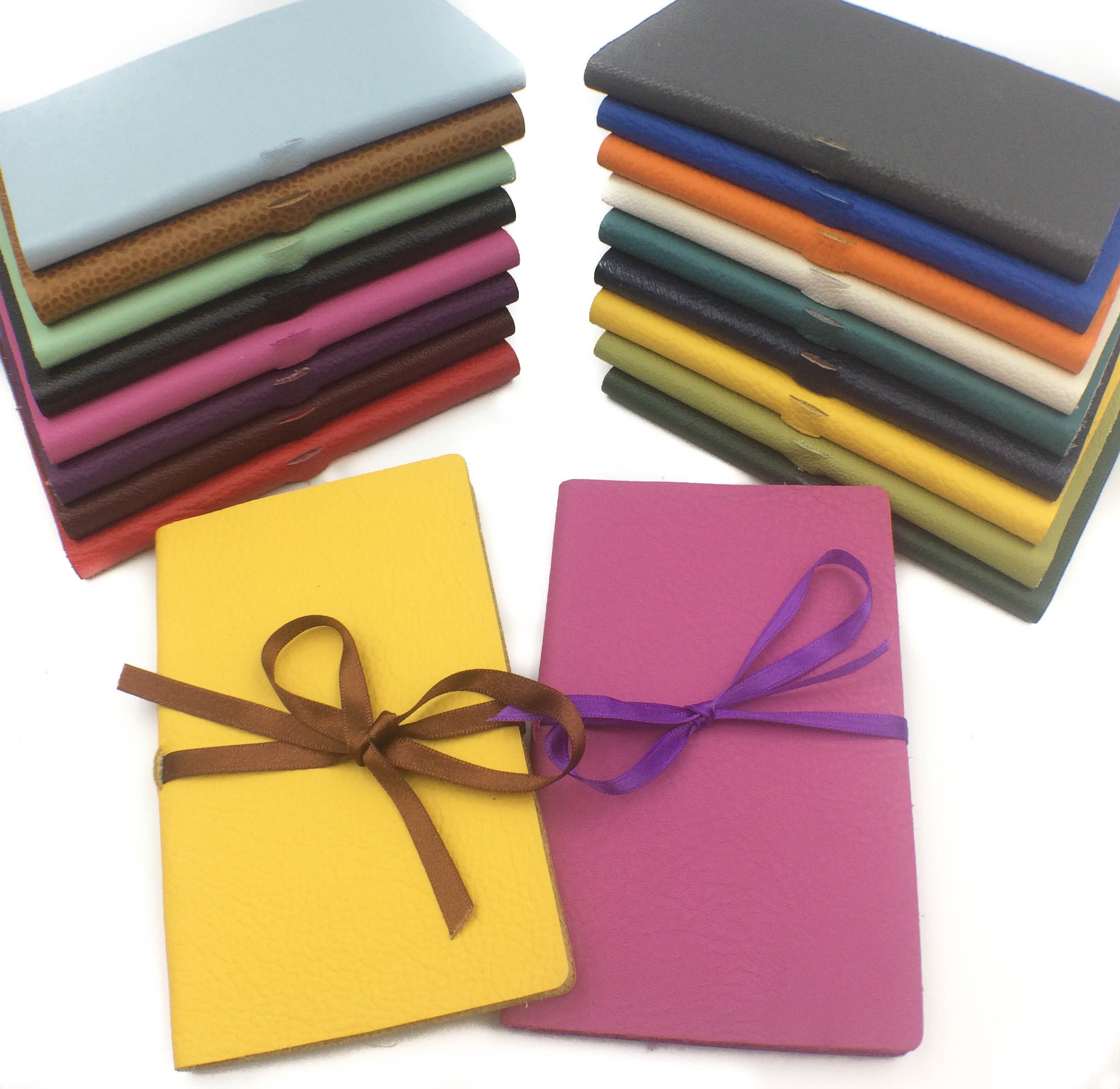 Handmade Leather Notebook With Ribbon | Small Pocket Sized ...