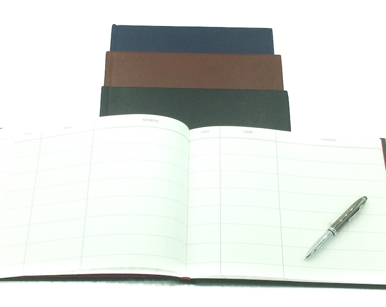 Leather Handmade Visitors Book | Personalised Comments Book | Date ...