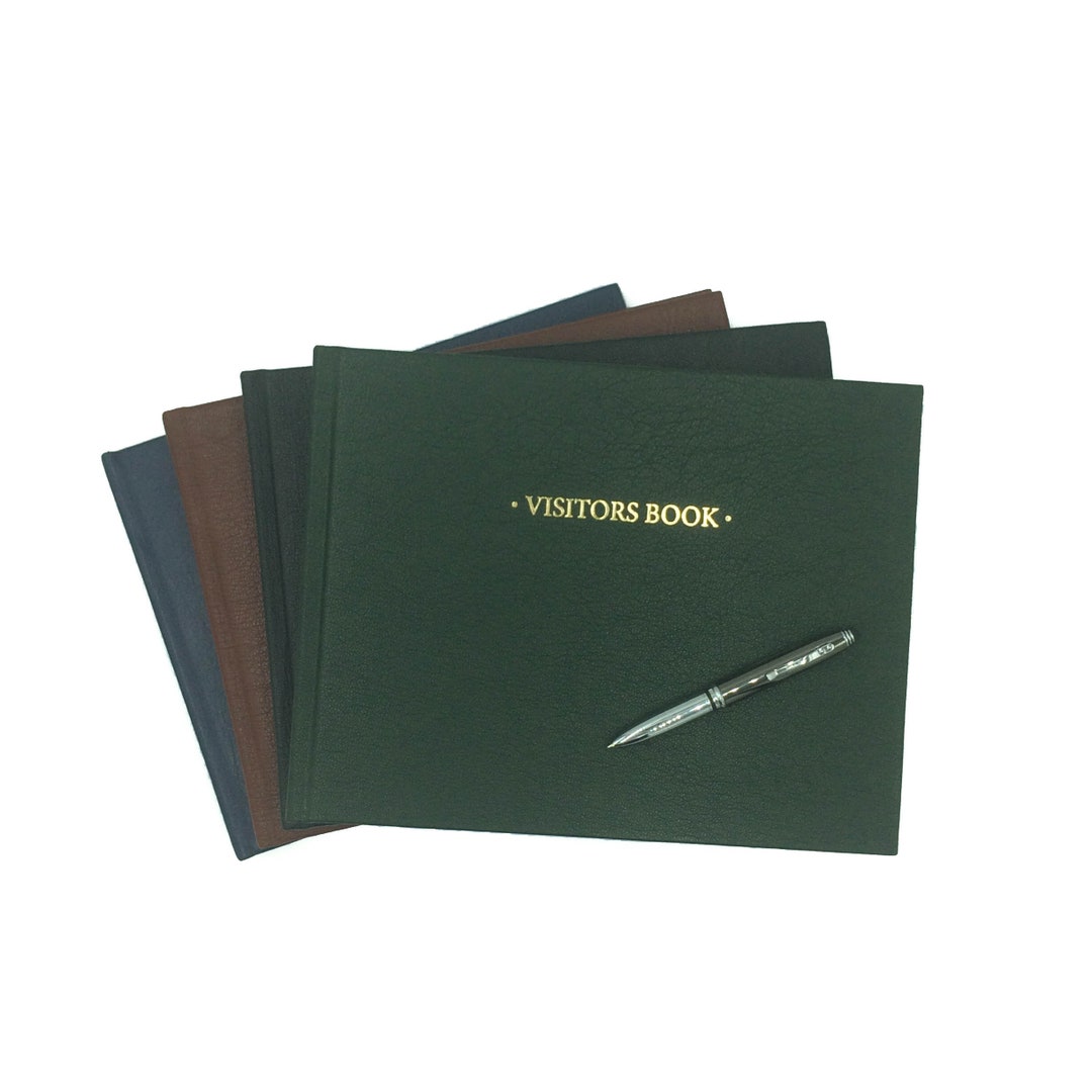 Leather Handmade Visitors Book | Personalised Comments Book | Date ...