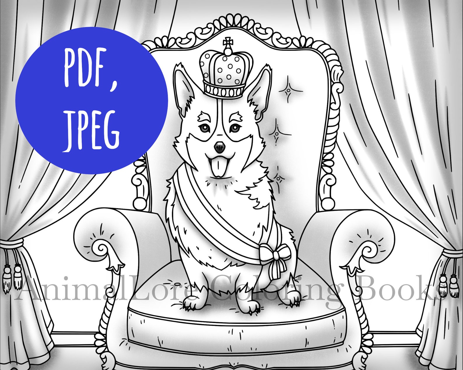 Printable coloring page of corgi Funny digital download | Etsy