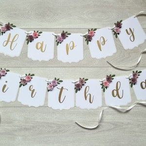 Happy Birthday Banner/ Floral Happy Birthday Banner/ - Etsy UK