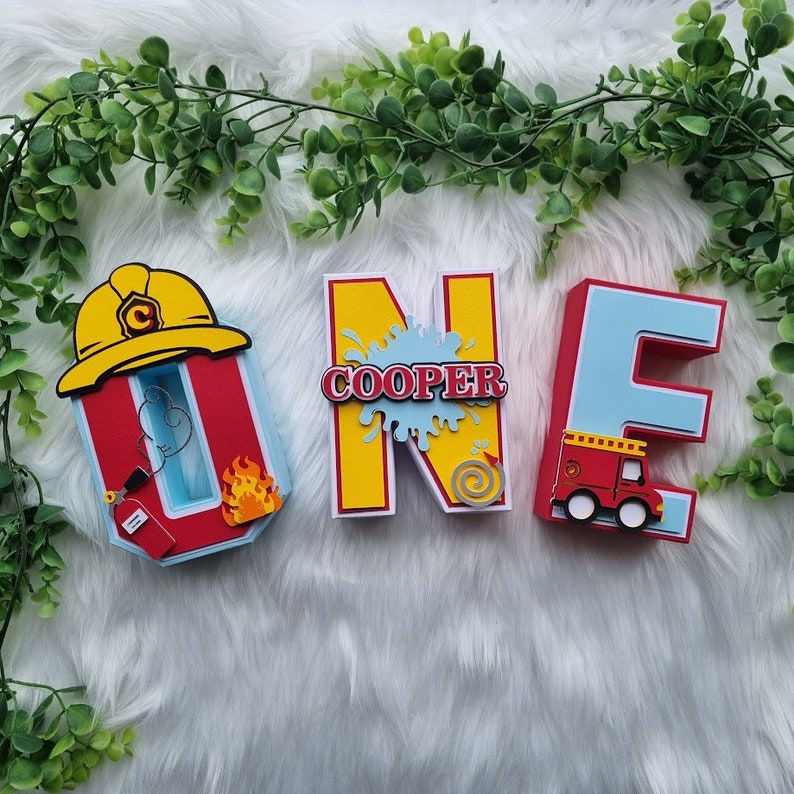 Fire Truck 3D Letter: Personalized First Birthday Party Decor - Etsy