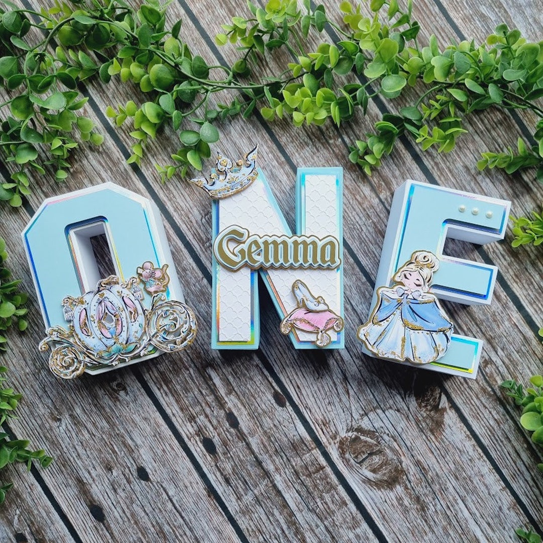 ONE 3D Letters,3d Letters Princess Cinderella,3d Letters Princess Party ...