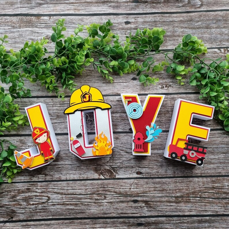 Fire Truck 3D Letters, Firefighter 3D Letters, Fire Truck 3D Letters ...