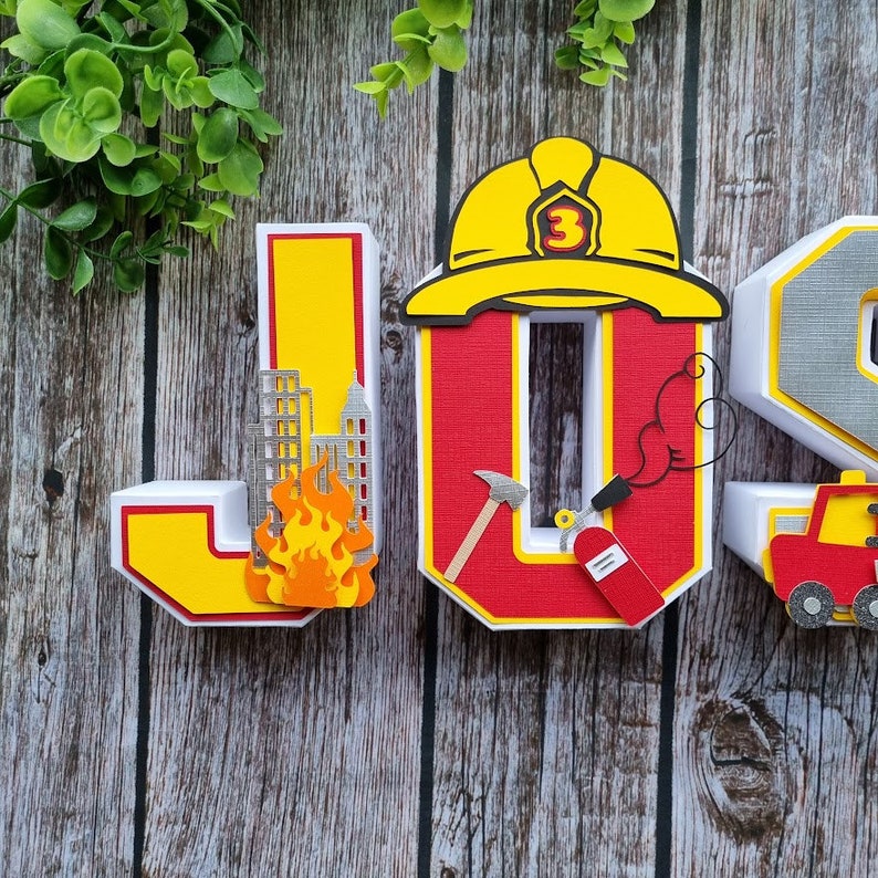 Fire Truck 3D Letters, Firefighter 3D Letters, Fire Truck 3D Letters ...