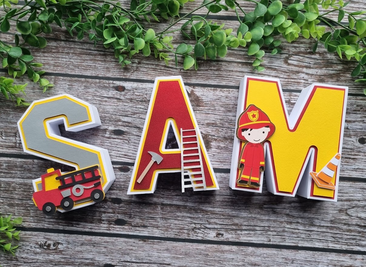 Fire Truck 3D Letters, Firefighter 3D Letters, Fire Truck 3D Letters ...