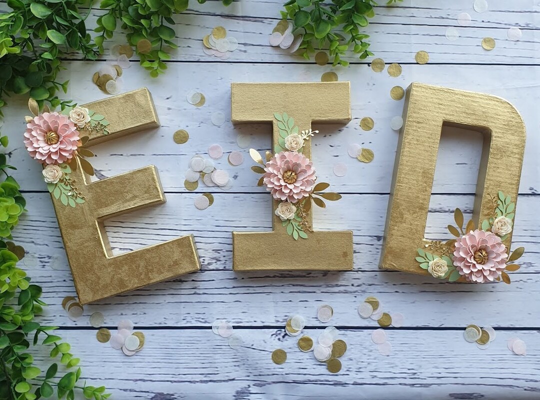Eid Floral Letters, Free Standing Letters, Paper Mache Letters,eid ...