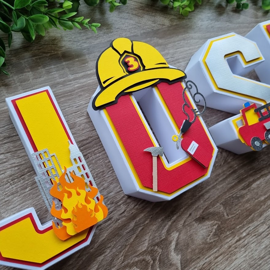 Fire Truck 3D Letters, Firefighter 3D Letters, Fire Truck 3D Letters ...